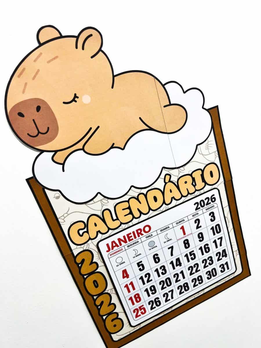 Calendário - Capivara Fofa • Pedagogia de Ideias