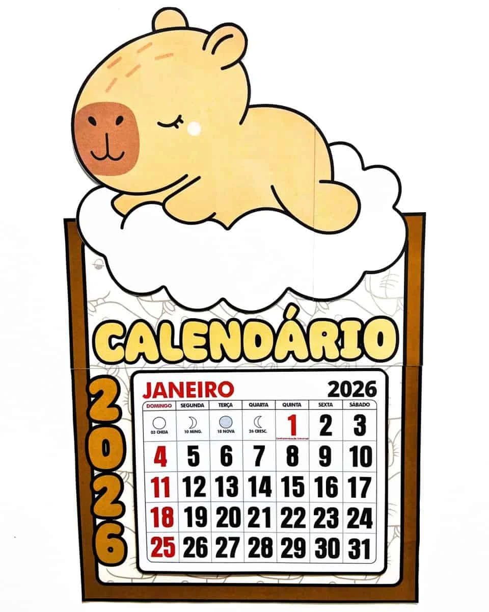 Calendário - Capivara Fofa • Pedagogia de Ideias